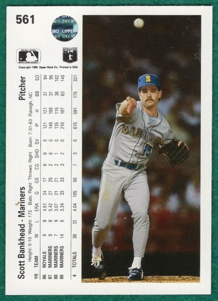 Scott Bankhead - 1990 Upper Deck #561 - Seattle Mariners Baseball Card ...