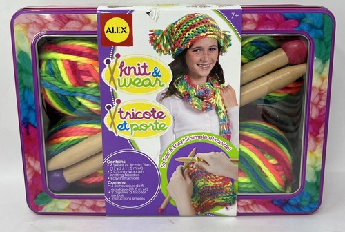 Alex Knit & Wear Craft Knitting Set Fun Easy 6pc Ages 7+ Metal Tin | eBay