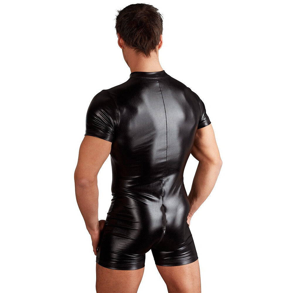 Herren Männer Zip-Body Wetlook Glanz Overall M L XL Bodysuit Einteiler ...