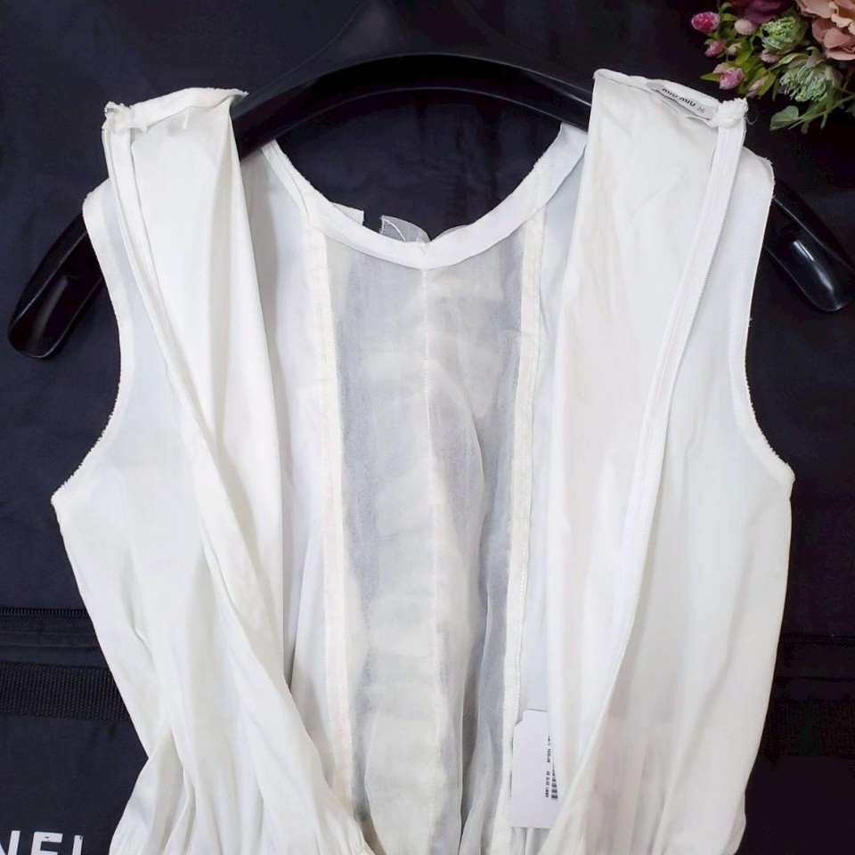 miu miu Ruffle Design Sleeveless Dress White From Japan | eBay