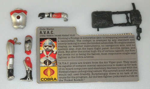 1986 G.I. GI Joe Lot 3.75 ARAH Cobra AVAC Figure File Card Body Parts ...