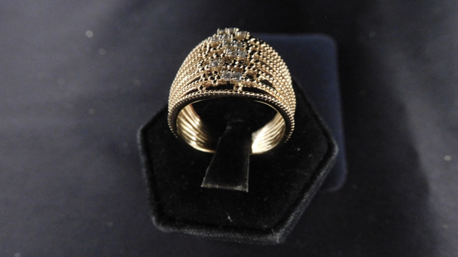 18K YELLOW GOLD OPEN WORK RING ACCENTED BY DIAMONDS | eBay