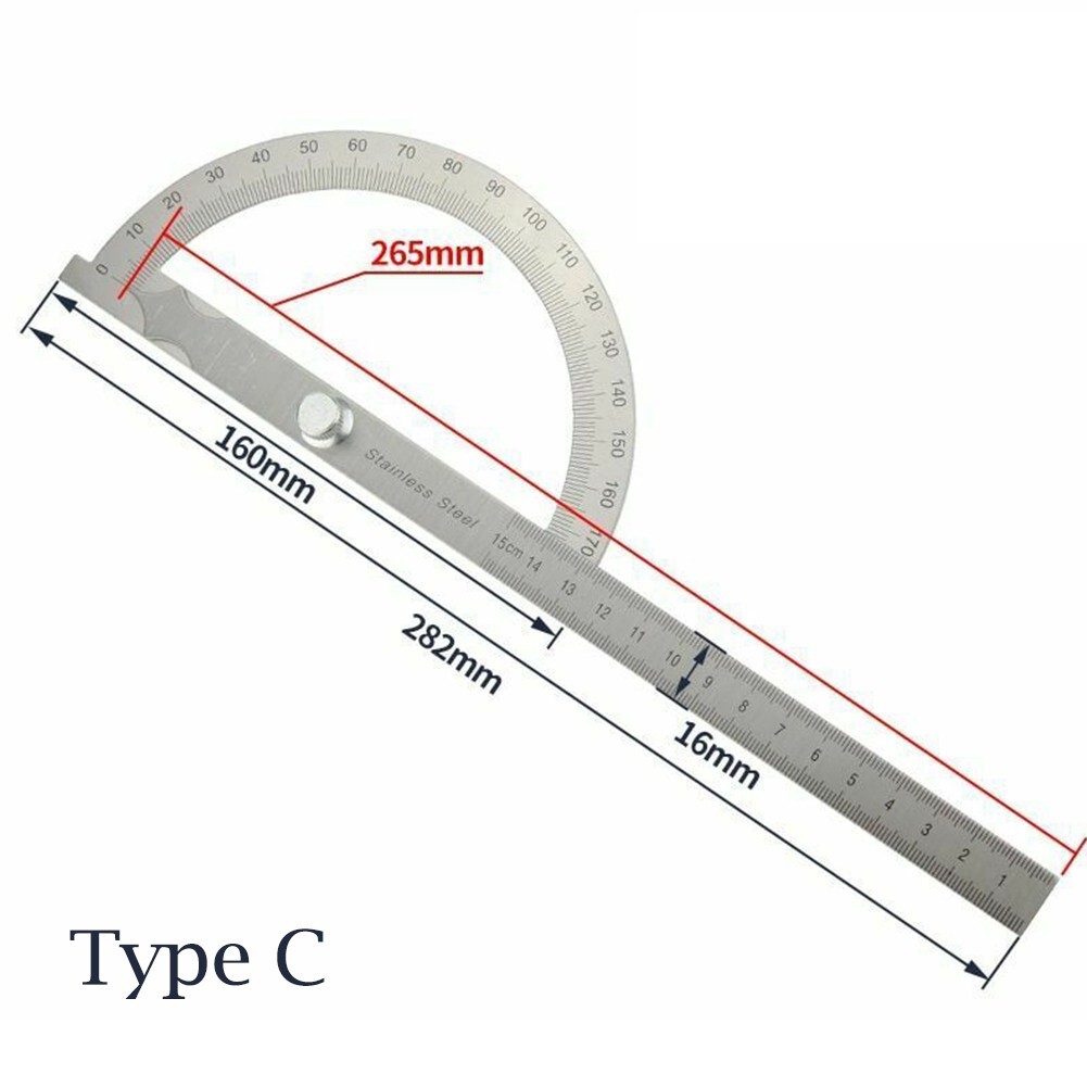 Heavy Duty Stainless Steel Protractor 180 Degree Angle Measurement Tool ...