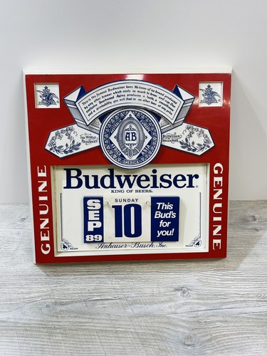 Vintage 1986 - 1989 Budweiser Beer Paper Date Calendar Plastic Bar Pub ...