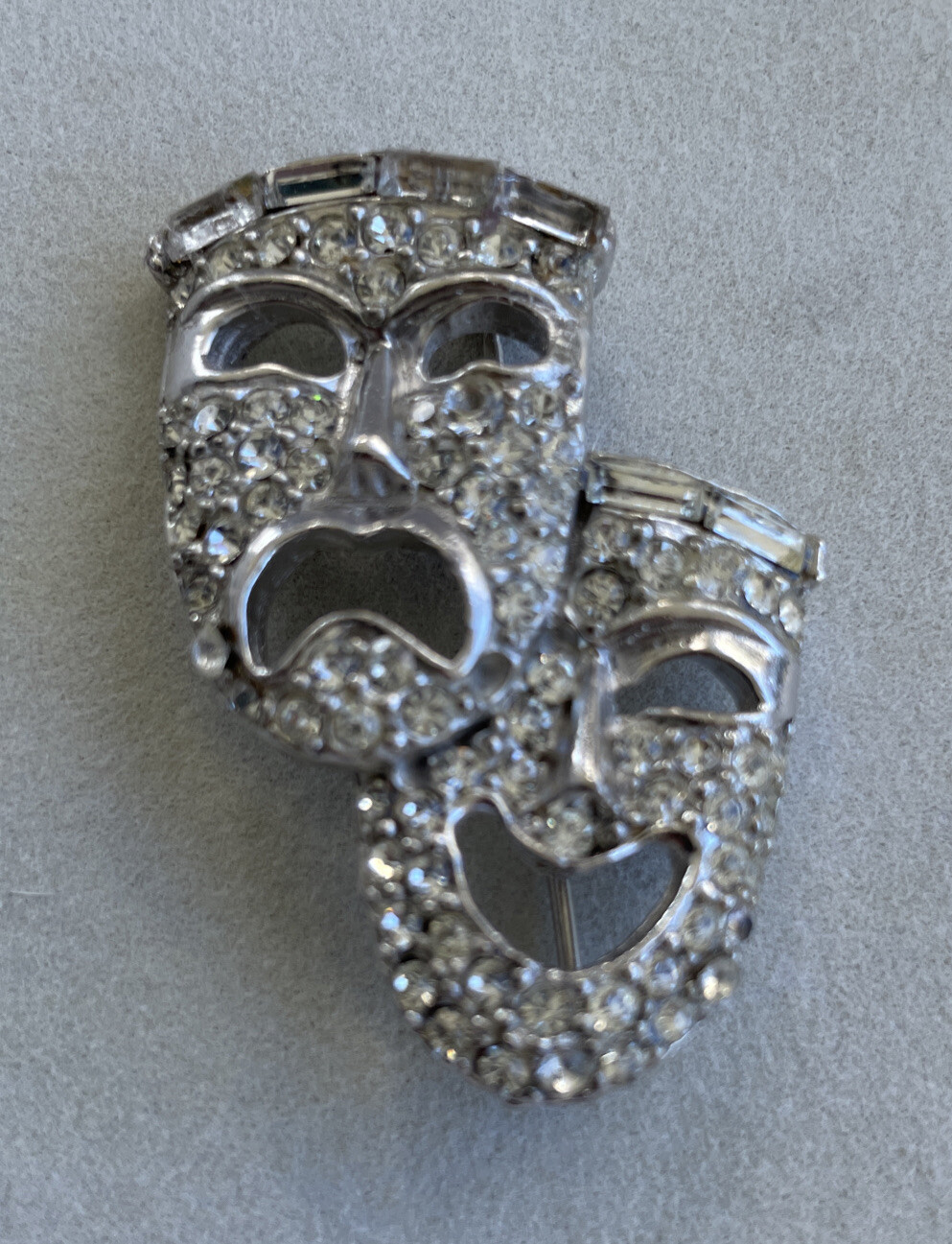 Vintage Comedy Tragedy Theater Mask Face Rhinestone P… - Gem