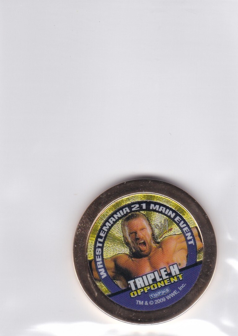 2009 TOPPS WWE POWER CHIPZ GOLD WRESTLEMANIA 21 MAIN EVENT TRIPLE H ...