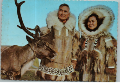 Vintage Postcard Eskimo Couple With Reindeer Alaska Coats | eBay