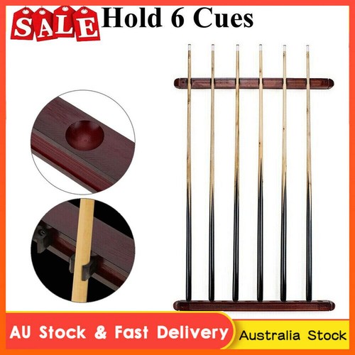 6 Clips Pool Cue Holder Kit Rack Stick Ball Snooker Wooden Billiard ...