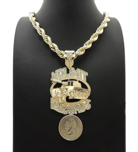 ICED NO LIMIT TANK PENDANT & 8mm 18" 20" 24" 30" ROPE CHAIN HIP HOP ...