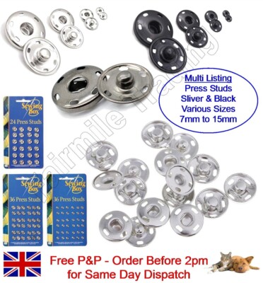Silver Metal Press Studs Snap Fastener Button Large Small Clothing ...
