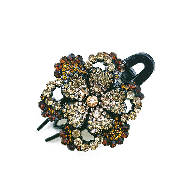 Women Shiny Rhinestone Flower Duckbill Hair Claw Clip Elegant Hairpin ...