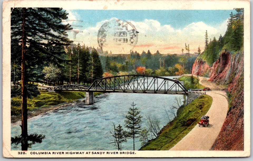 Vintage WB Postcard Sandy River Bridge Columbia River Highway Oregon OR ...