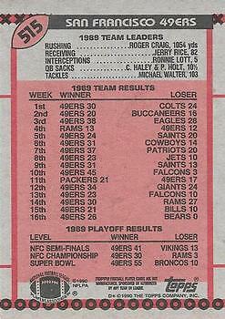 1990 Topps Disclaimer Back Football Cards w/Hash Marks Variations 401 ...