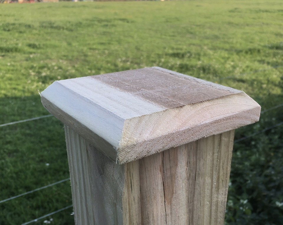 10 x Fence Post Caps. Wooden. Treated. 98mm x 98mm To Suit 3” Posts ...