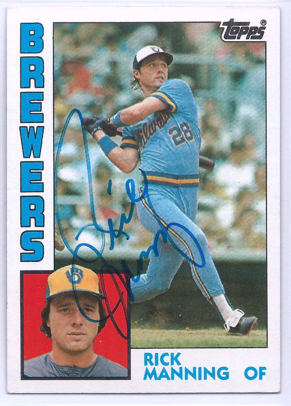 Rick Manning signed 1984 Topps baseball Milwaukee Brewers autograph ...