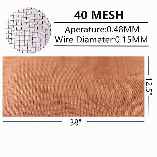 Pure Copper Wire 40 Mesh Dense Filter Screen Mesh for Garden Window, 12 ...
