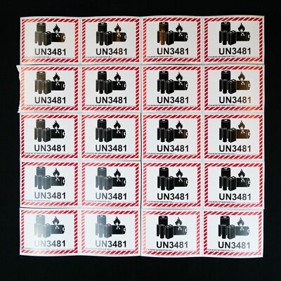UN3481 Lithium Ion Battery 4x3 in Labels 20 Stickers - FREE SHIPPING | eBay
