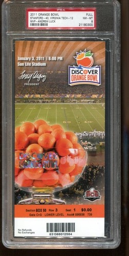 2011 Orange Bowl Full Ticket Stanford v Virginia Tech Andrew Luck MVP ...