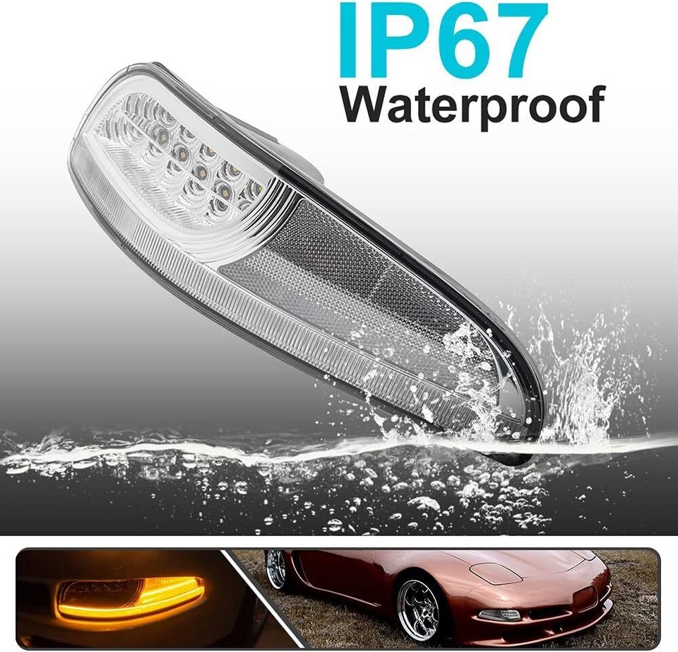 Sequential Clear LED Front Turn Signal Light Corner For 97-04 Chevy ...