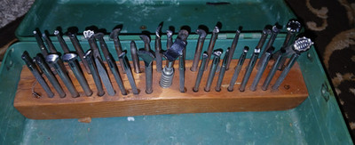 Lot Of Vintage Craftool Co. Leather Stamps And Stamping Tools rack | eBay