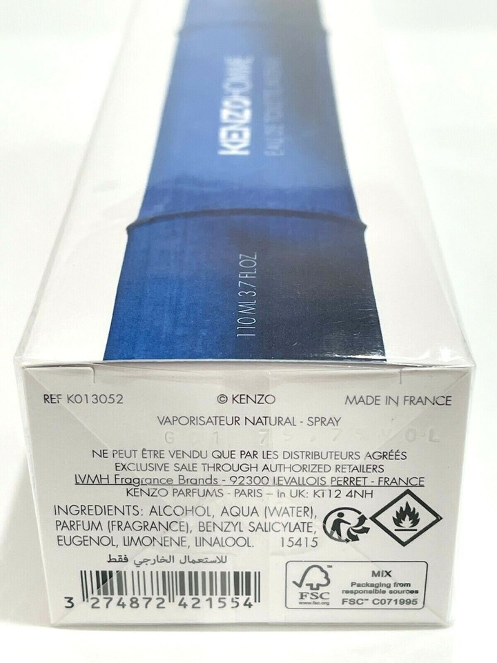 Kenzo Homme Eau De Toilette Intense 3.7 fl oz / 110 ml New Sealed | eBay