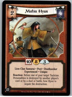 Matsu Hyun Experienced | Personality Lion | Five Rings L5R Training ...