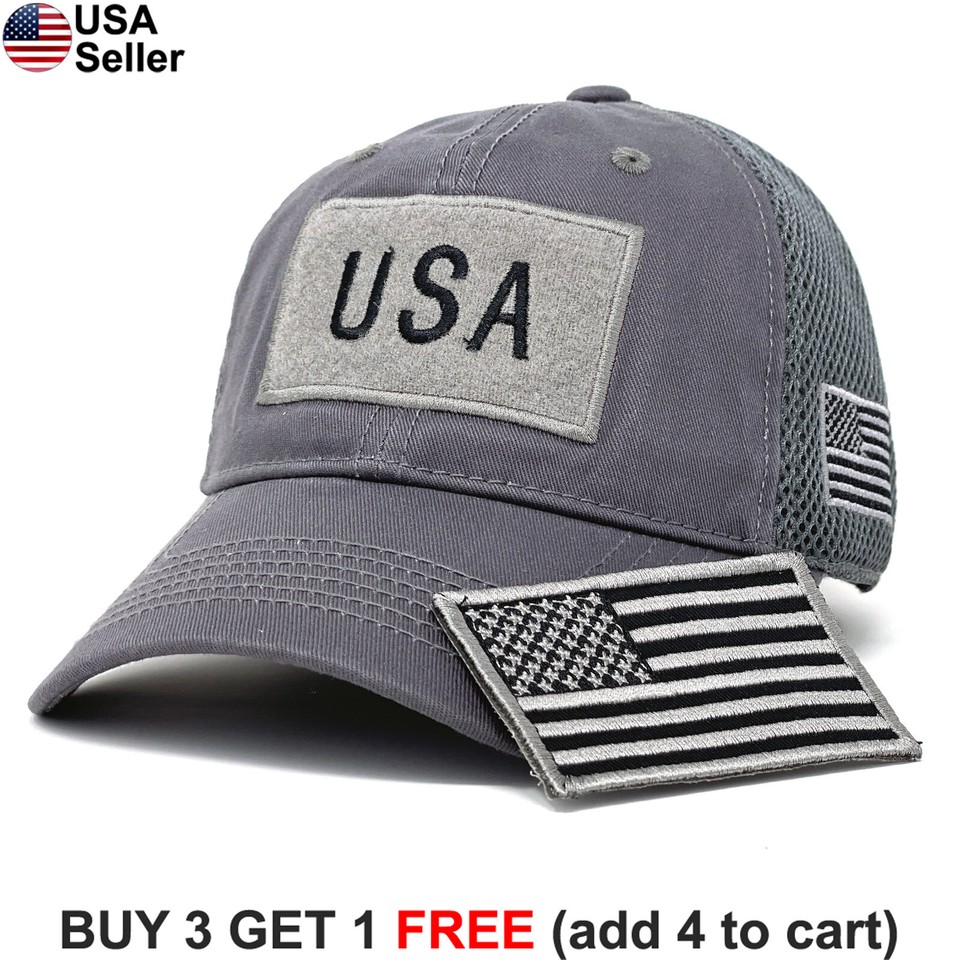 US Tactical American Flag Patch Cap Hat USA Detachable Logo Armed ...