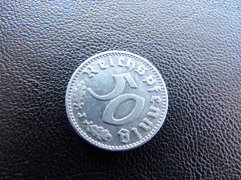 50 penning 1943 J Coin Rare Old WWII Antique Germany 3 Reich SS Nazi ...