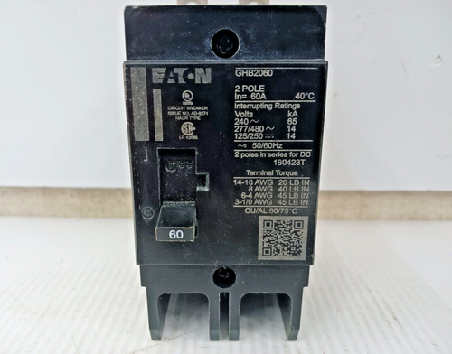 EATON 60 AMP BOLT-ON CIRCUIT BREAKER 2 POLE 277/480 VAC GHB2060 | eBay