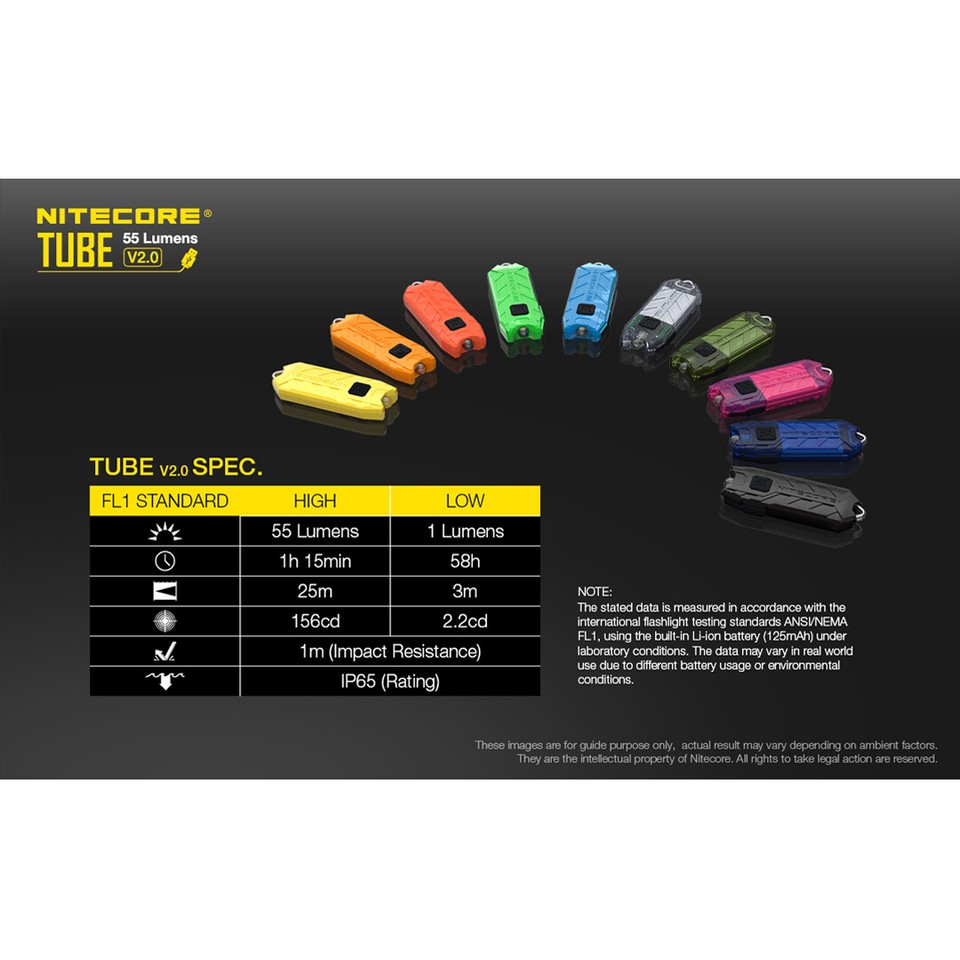 ~NEW~ Nitecore TUBE v2.0 55 Lumen USB Rechargeable Keychain Flashlight ...