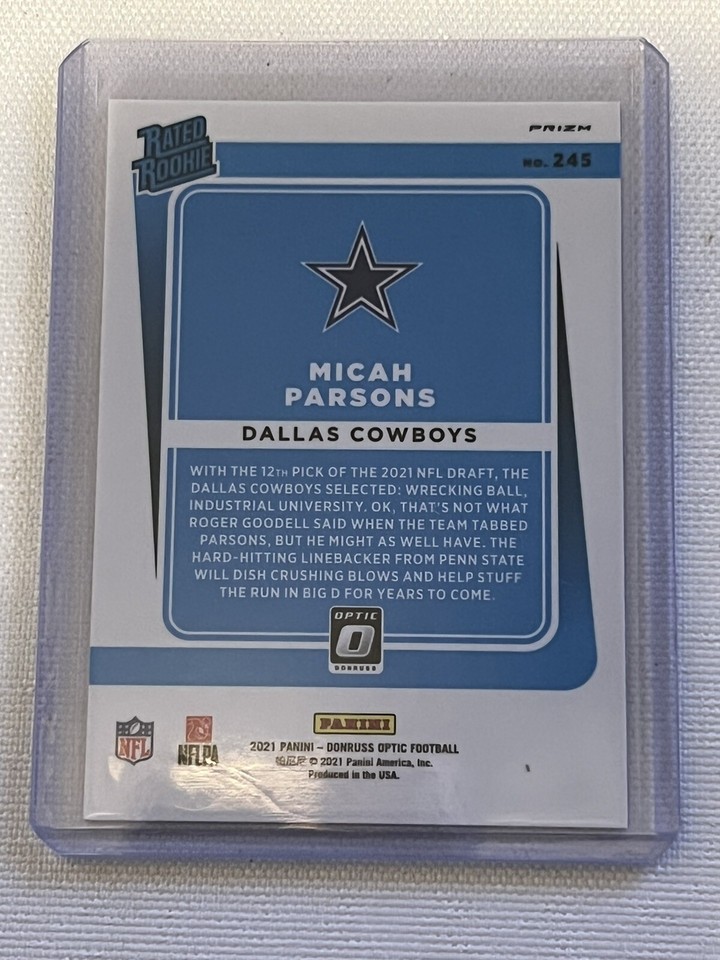 2021 Panini Donruss Optic Micah Parsons Purple Shock Prizm No. 245 ...