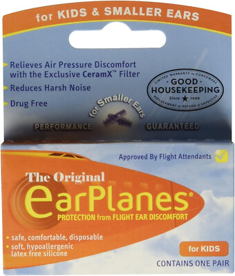 EarPlanes Original Ear Plugs for Kids & Smaller Ears, 1 Pair ...