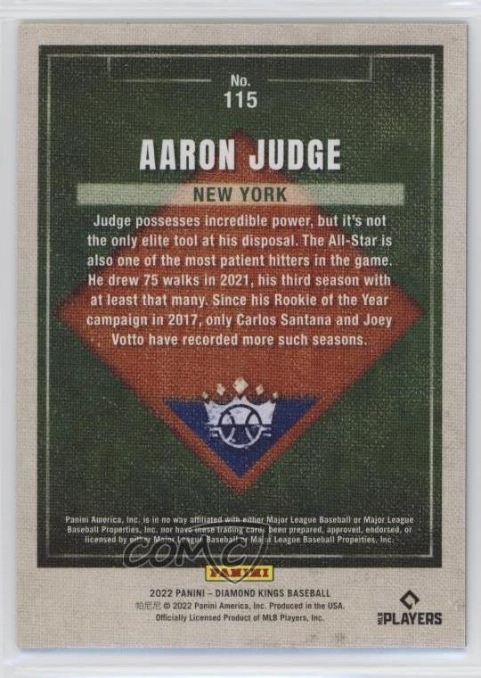 2022 Panini Diamond Kings Short Print Blue Frame Aaron Judge #115 | eBay