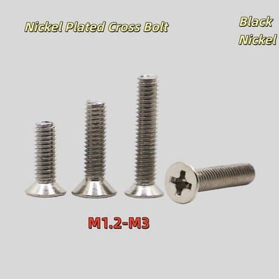 M1.2-M3 Nickel Plated Phillips Countersunk Bolt Machine Screw Flat Head ...