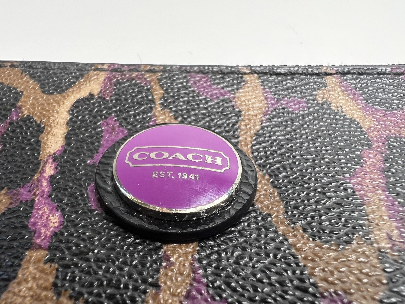 Coach Purple Ocelot Leopard Print Signature Canvas Zi… - Gem