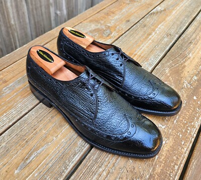 Vintage Allen Edmonds Nassau Exotic Sharkskin Wingtip Dress Shoes Size ...