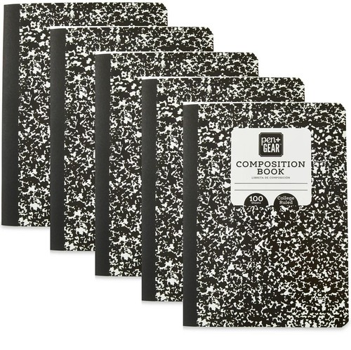 Composition Notebooks COLLEGE Ruled Black Marbled 100 Sheet Pen+Gear (5 ...