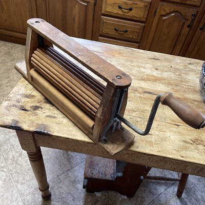 1871 Antique Wood Clothes Wringer Laundry w/metal Hand Crank | eBay