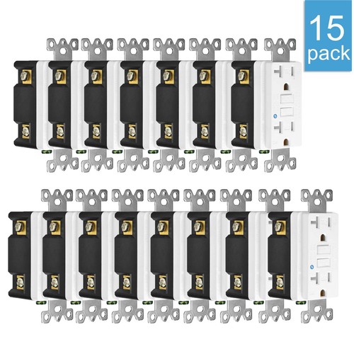 15A AMP GFCI GFI Outlet Receptacle Tamper Resistant w/LED UL Listed ...