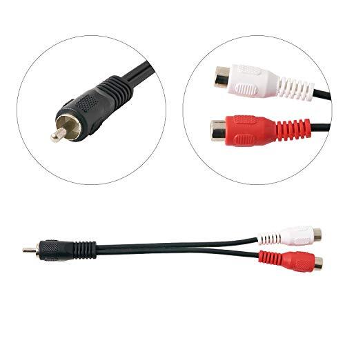 RCA 1 Male to 2 Female Audio Speaker Amplifier Y Adapter Splitter Cable ...