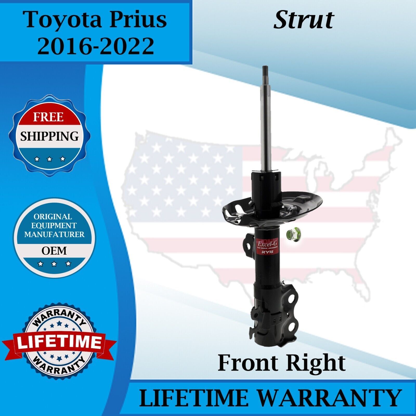 KYB OEM Front Right Strut For 2016-2022 Toyota Prius 1.8L Lifetime ...