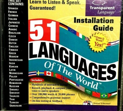51 Languages of the World, Transparent Language, 2 CDs, ©1999 | eBay