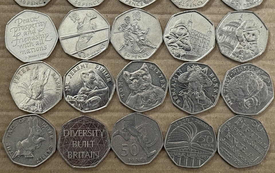 30 x 50p Coins Job Lot All different 50p Rare Set, Coin Bundle Inc ...