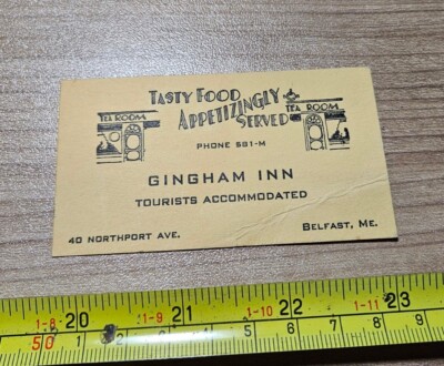 Vintage Gingham Inn Belfast Maine Tea Room Advertising Business Card | eBay