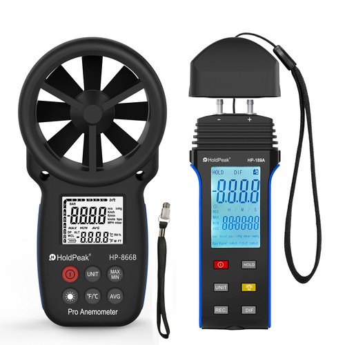 Digital Anemometer and Manometer Dual Port Air Pressure Gauge ...