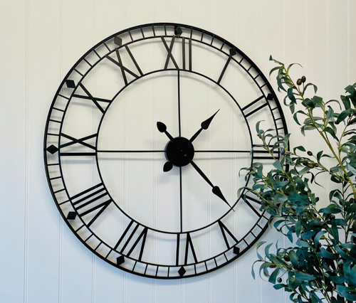 Extra Large Roman Numerals Skeleton Wall Clock Big Giant Open Face ...