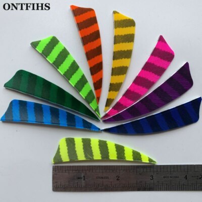 24pcs 3 Inch Arrow Feather Striped Archery Accessories Fletches Shield ...
