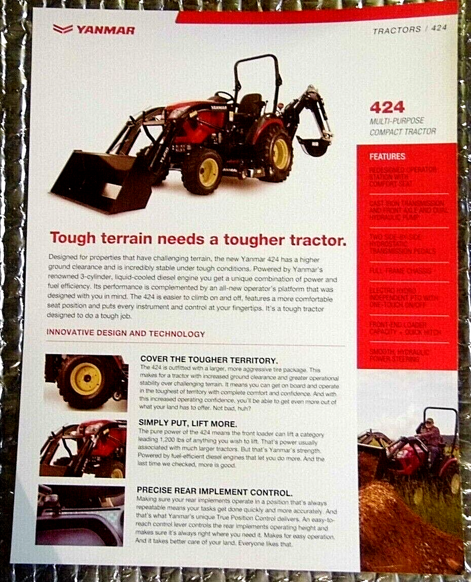 Factory Dealership Specs Brochure Undated Yanmar 424 Compact Tractor ...