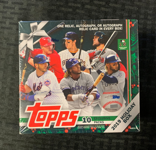 2019 TOPPS HOLIDAY RETAIL BOX W/ 1 RELIC AUTOGRAPH OR AUTO RELIC PER ...
