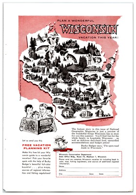 1950s Wonderful Wisconsin Travel Ad - Original Print Advertisement ...